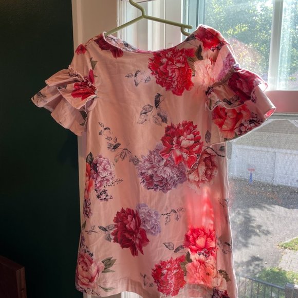 Zara | Dresses | Zara Ruffle Floral Pink Dress | Poshmark